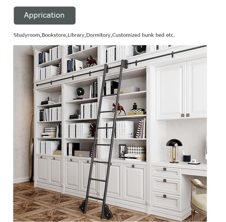 Library Ladder Hardware 4m Steel Sliding Bookshelf Ladder Hardware Kit ...