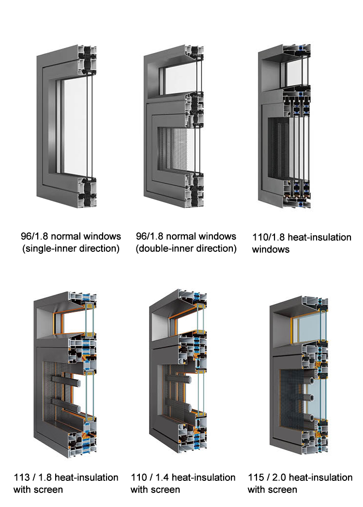 Prehung Aluminum Alloy Glass Sliding Windows For Villa Double-layers ...