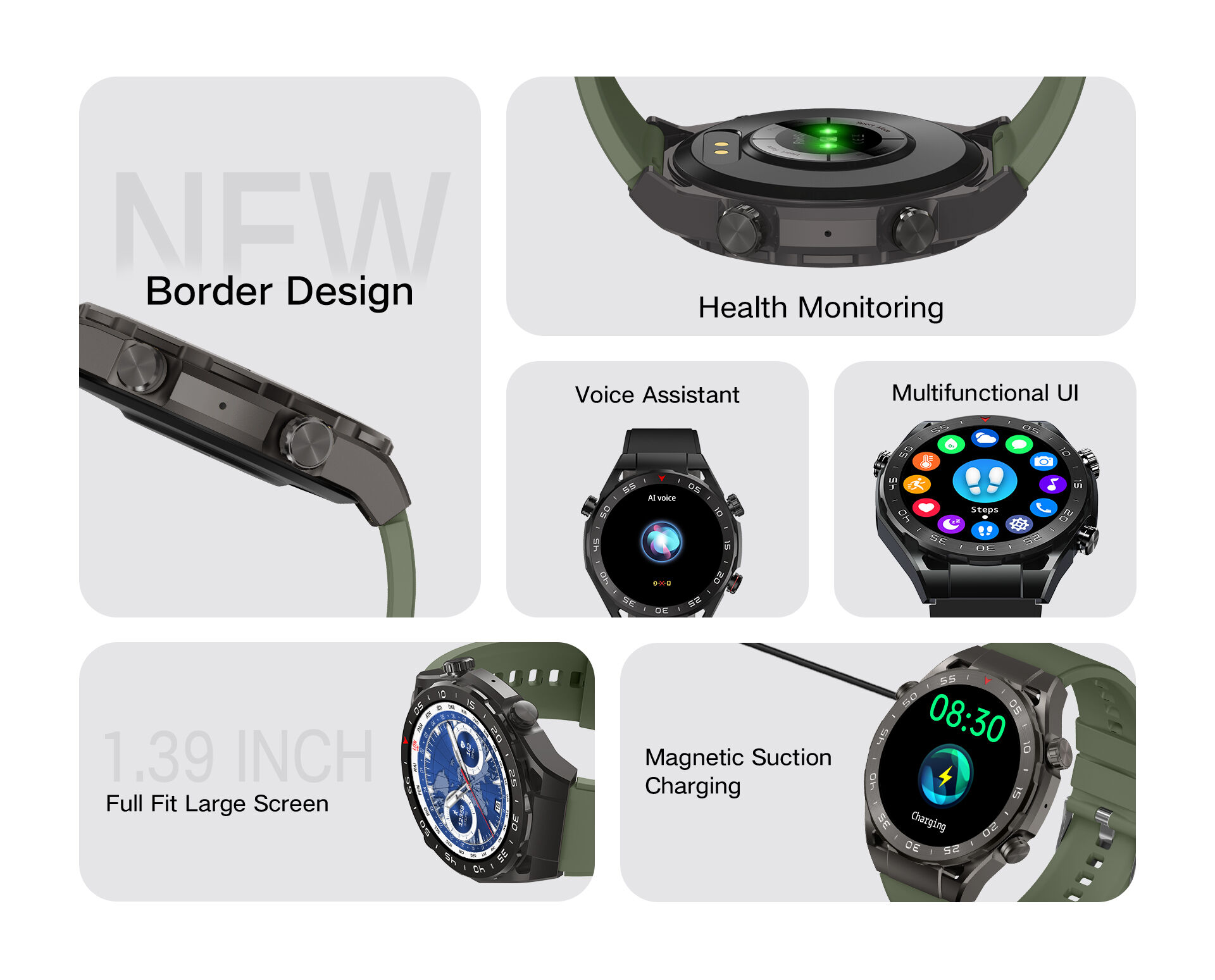 Zl96 New Arrivals Bluetooth Health Monitor Watch Blood Pressure Fitness ...