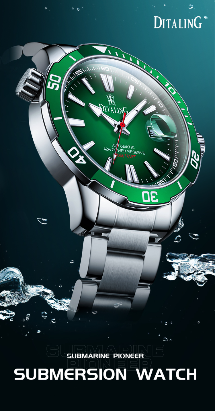Ditaling Men Automatic Mechanical Watch Waterproof Watches Diver ...