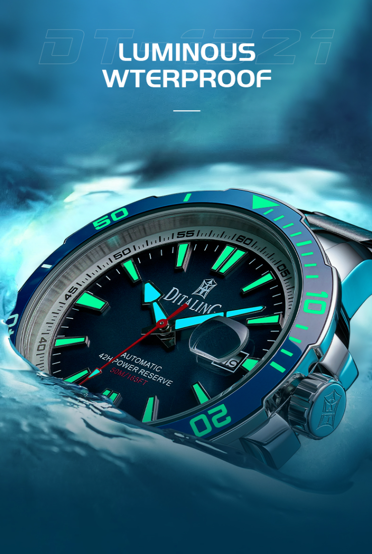 Ditaling Men Automatic Mechanical Watch Waterproof Watches Diver ...