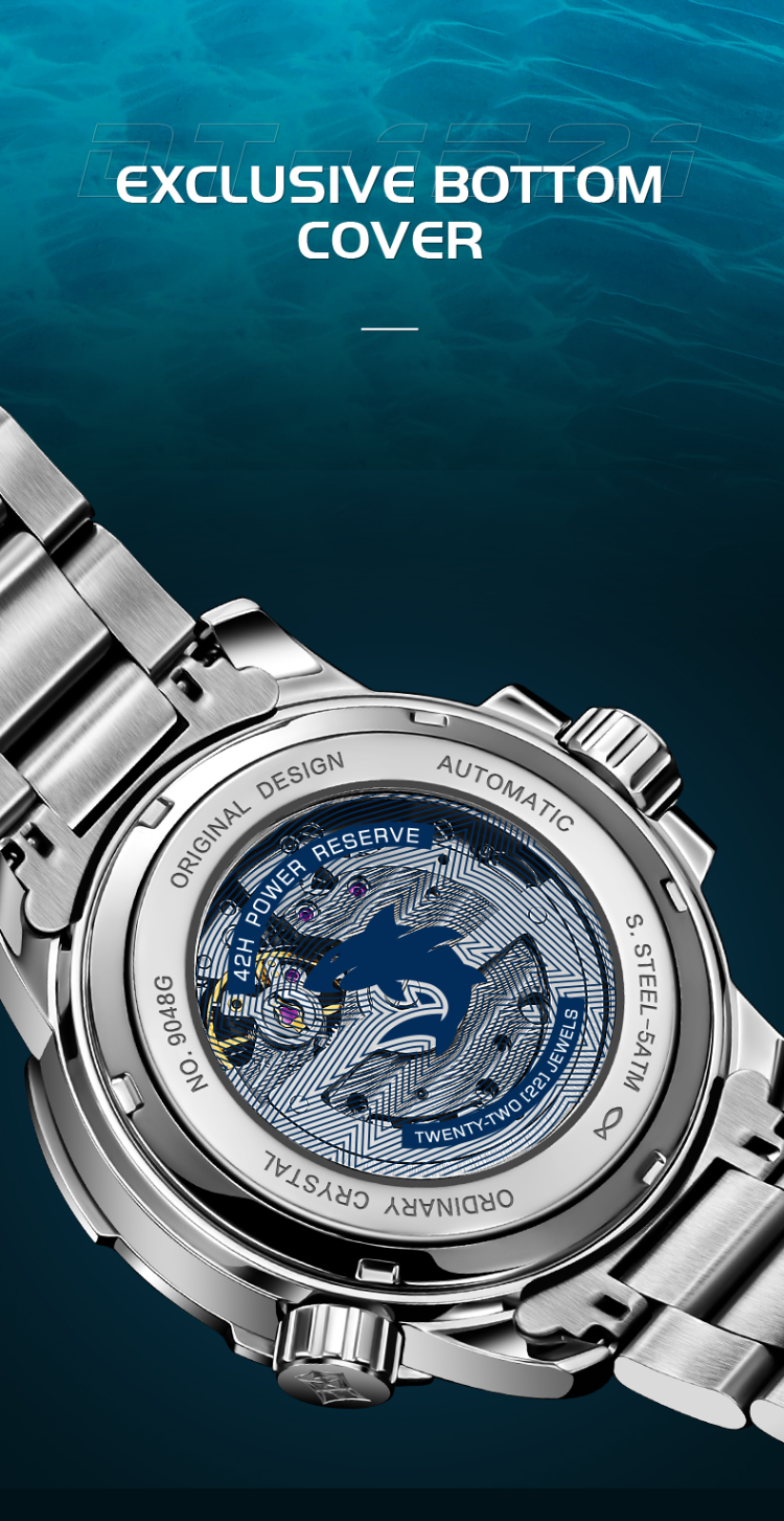 Ditaling Men Automatic Mechanical Watch Waterproof Watches Diver ...
