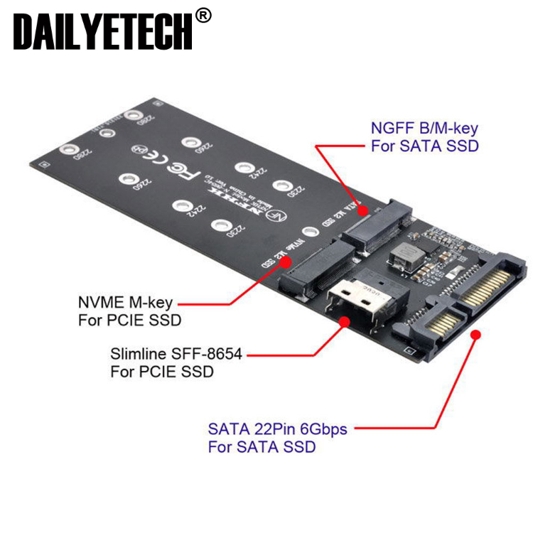 Buy Wholesale China Sata 22pin Adapter Sff-8654 To M.2 U2 Kit Ngff M-key To Slimline Sas Nvme ...