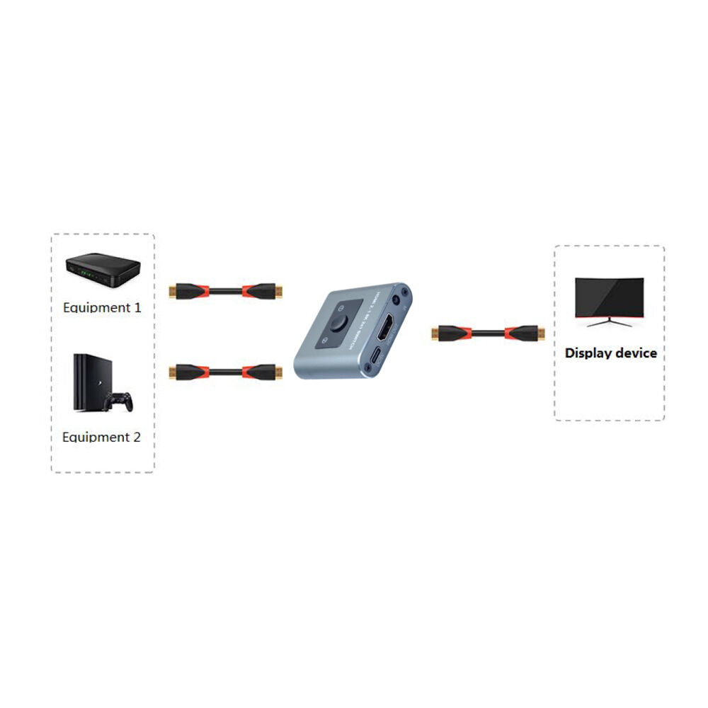 High Quality Hdmi 2. 1 Switch High Speed 8k@60hz, 2 Hdmi Inputs 1 Hdmi Output, Connect Dvd ...