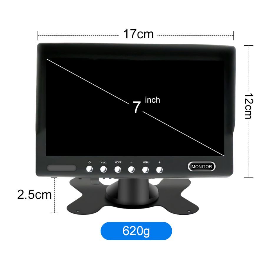 7 Inch Ahd 1080p Monitor Car Display With Sunshade Cover Reverse ...