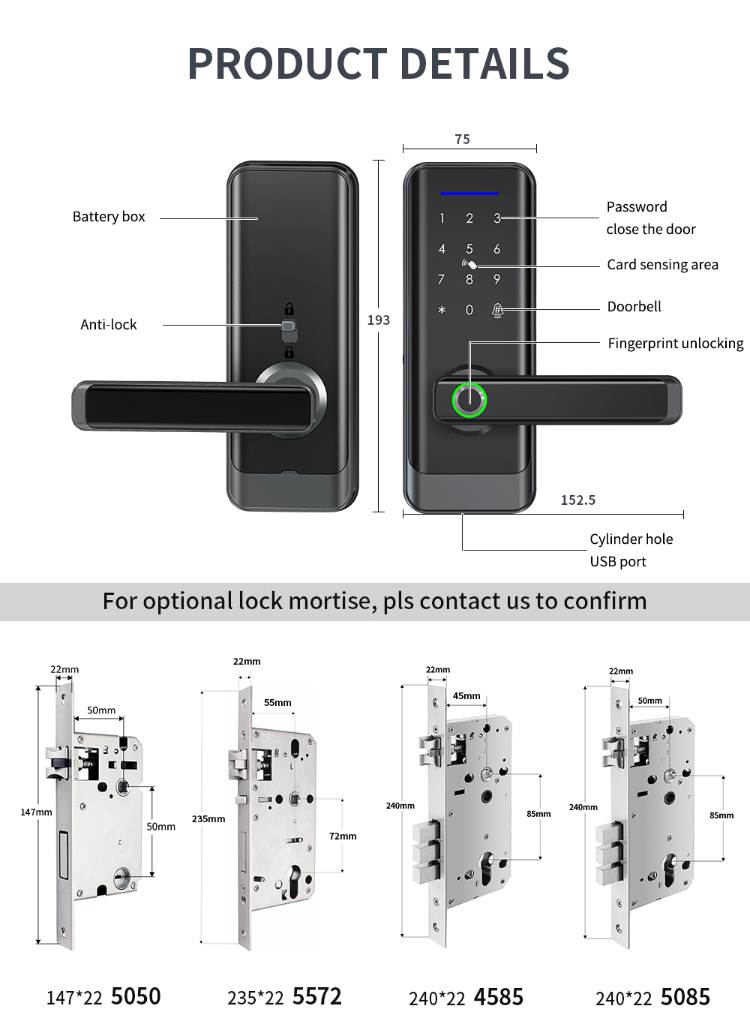 Youhe Multi Functions 5 In 1 Unlock A233 Ttlock Remotely Digital Fingerprint Electronic ...