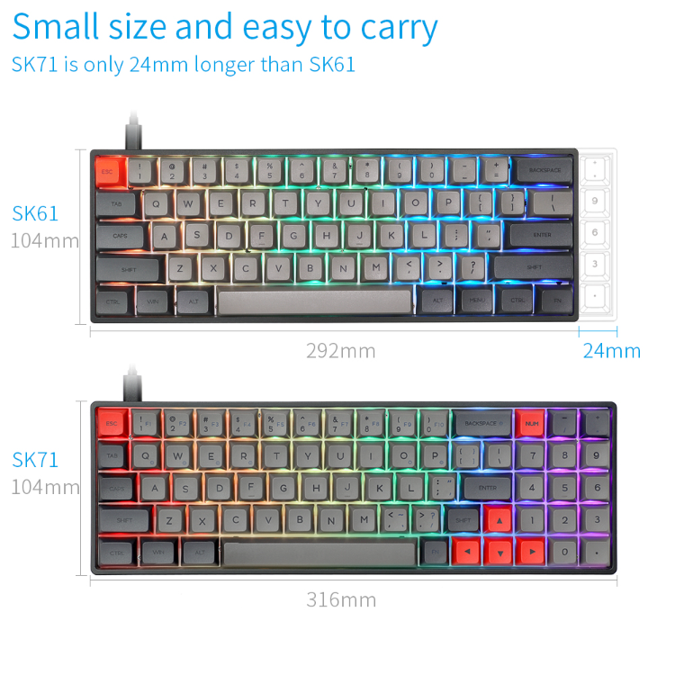 New Launch Hot Swappable 71 Keys Gk71 Sk71 Gaming Mechanical Keyboard ...