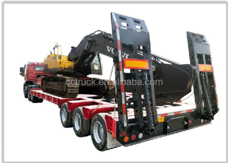 Heavy Goods 3 Axles Lowbed Flatbed Semi-trailer Detachable Gooseneck ...