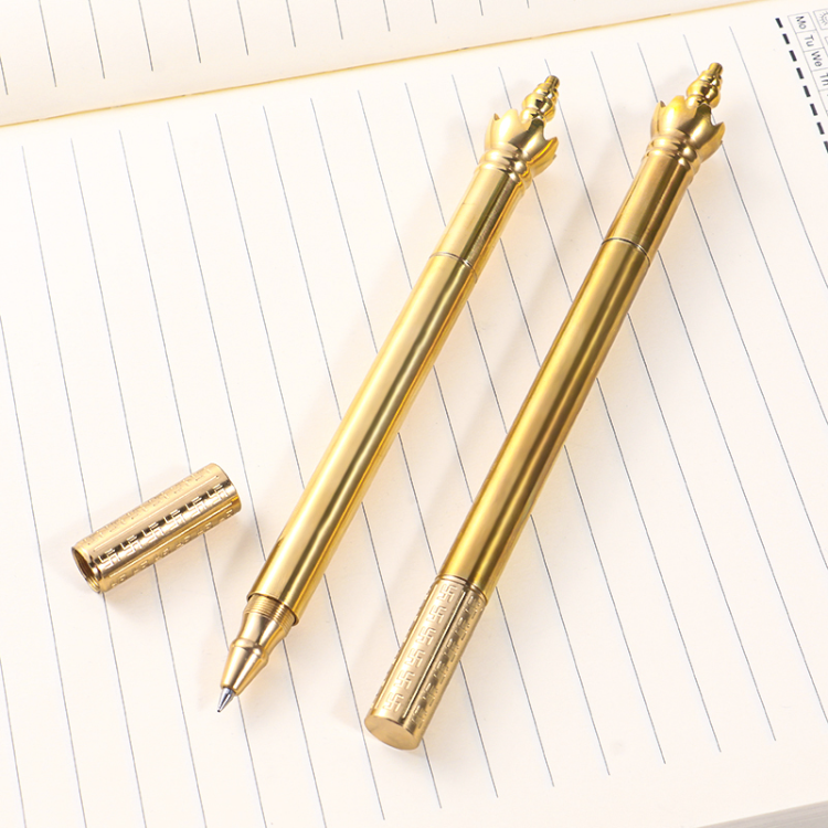 Shuli 1.0mm Buddhism Custom Engraved Ball Pen Classic Gold Trim ...