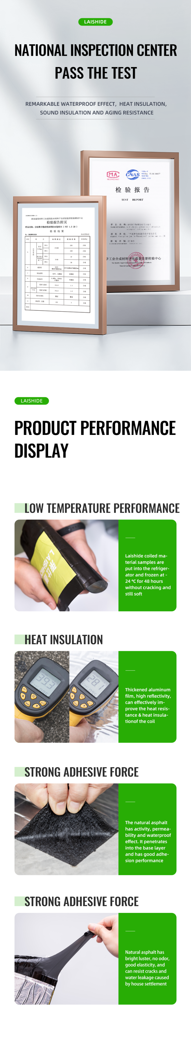 Laishide Self Adhesive Modified Bitumen Tar Sheet High Polymer Roof ...