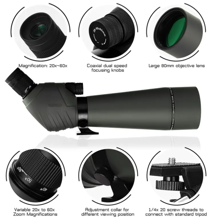 Buy Wholesale China 20-60x80 Hd Spotting Scope With Tripod 45 Degree ...