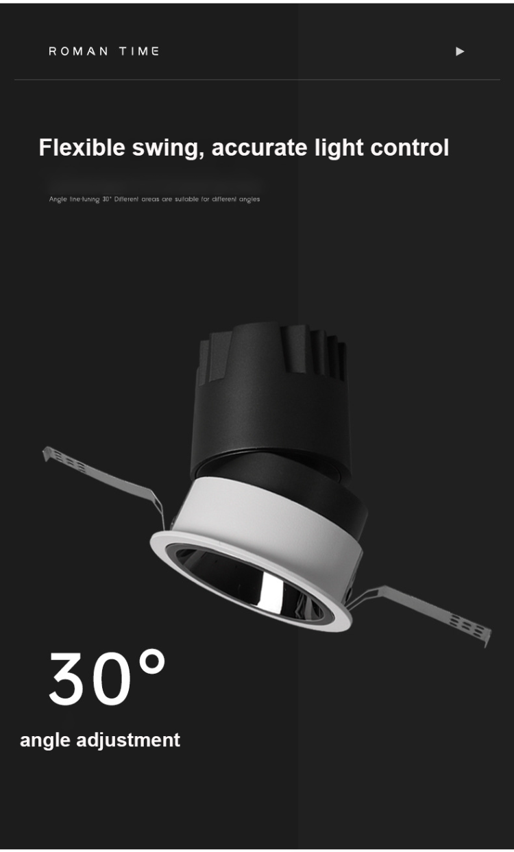 Mounted Round 12w Glare Spot Light Adjustable Recessed Led Downlight ...