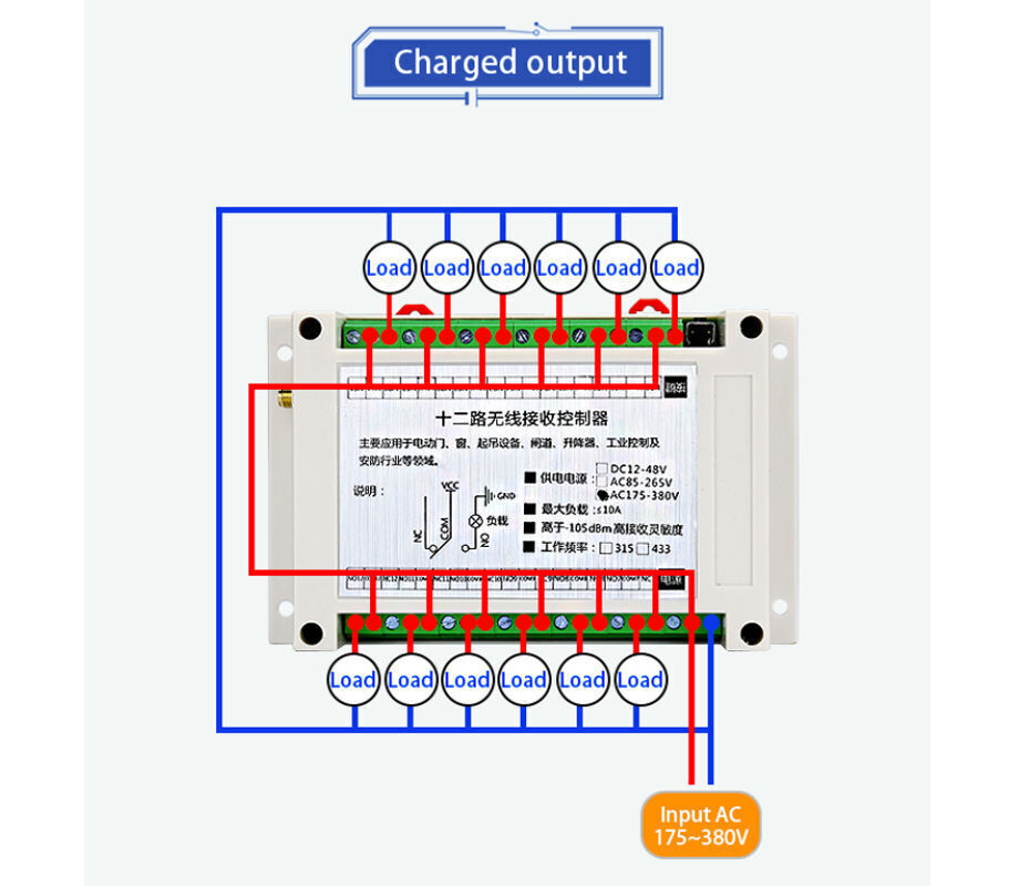 Rf Remote Control Switch Ac220v-380v 12 Channels Fsk 868mhz Industrial ...