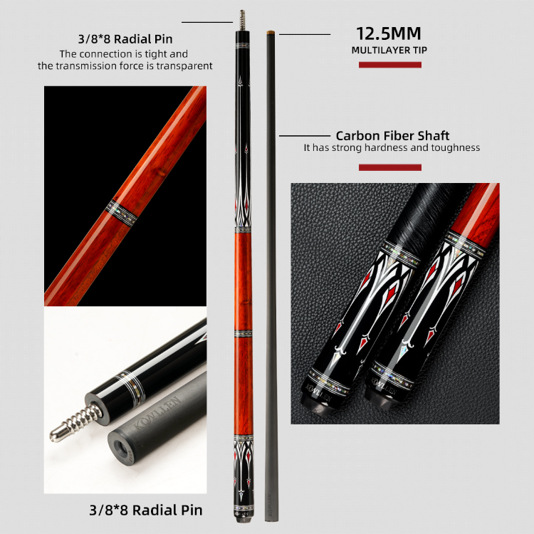 Konllen As-1f Billiards Carbon Fiber Pool Stick Carbon Energy Shaft 3/8 ...