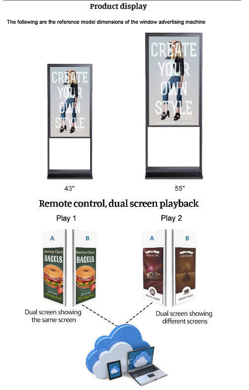 Buy Wholesale China 43"/49"/55" Floor Stand Window Lcd Display Semi ...