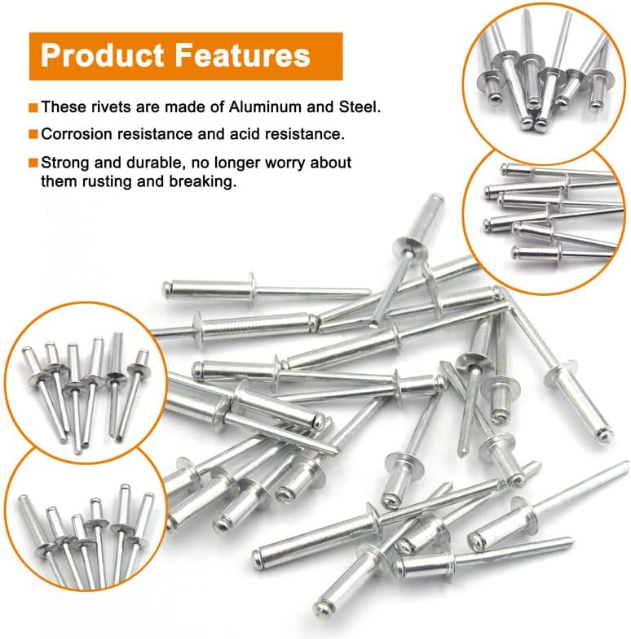 Aluminium Head Iron Mandrel Closed End Sealed Pop Rivets Sealing Blind ...