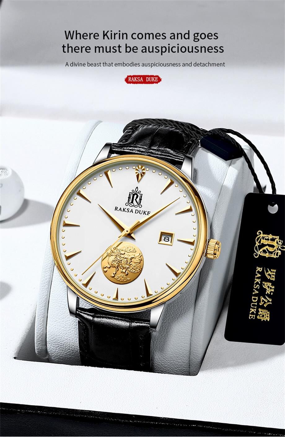 Raksa Duke Leather Watch For Man 2023 Luxury Diamond Setting Water ...