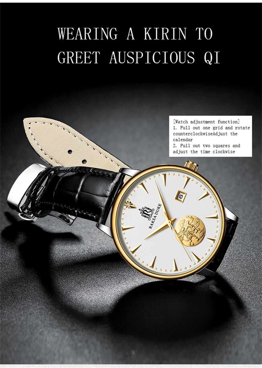 Raksa Duke Leather Watch For Man 2023 Luxury Diamond Setting Water ...