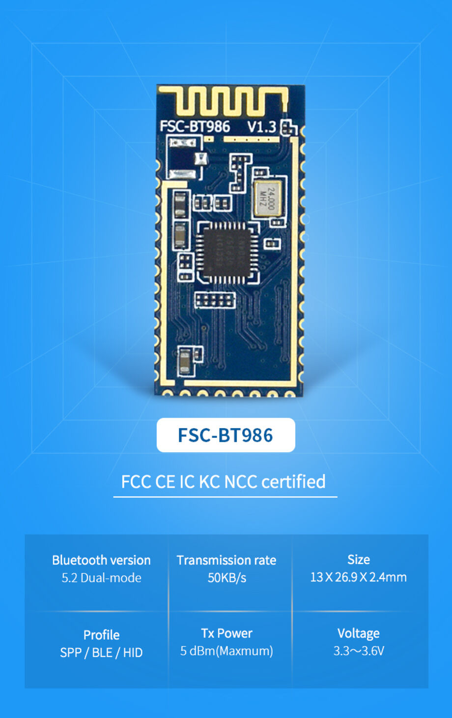 Buy Wholesale China Feasycom Fsc-bt986 Wireless Ble Multiple Connection Uart Dual-mode Bluetooth ...