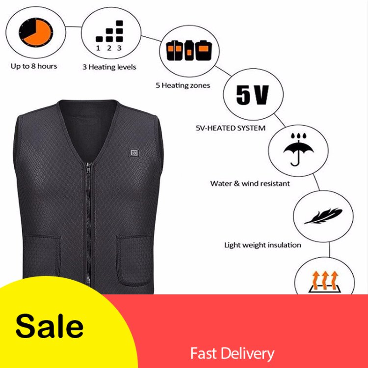 Heating Vest Fever Suit Thermal Clothing Waistcoat Outdoor Fishing Ski ...