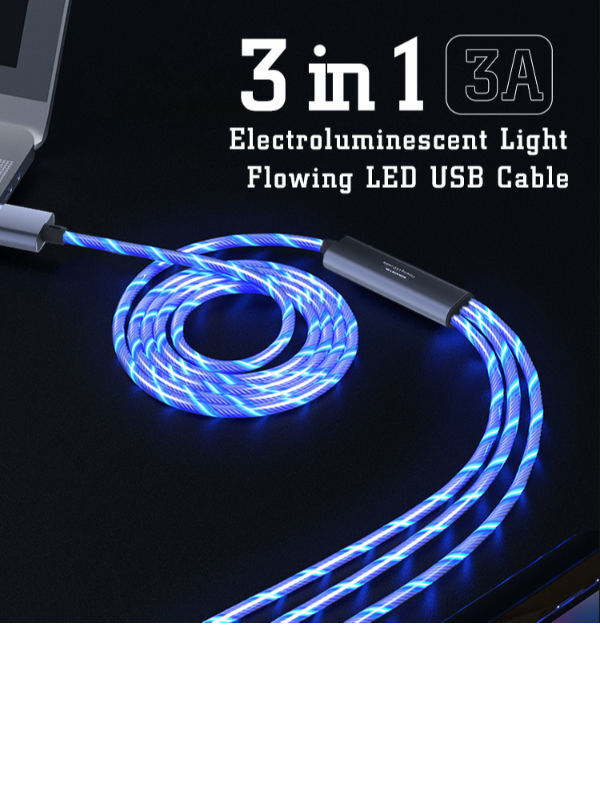 Buy Wholesale China Flowing Led Cable 3 In 1 Fast Data Cable Charging ...