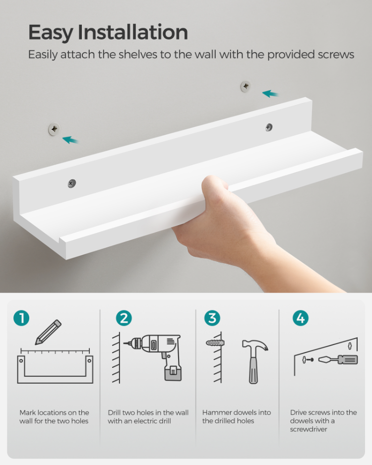 Buy Wholesale China Songmics Modern Wall Mounted Wood Storage Shelf Wall Shelf 3 Set Floating ...