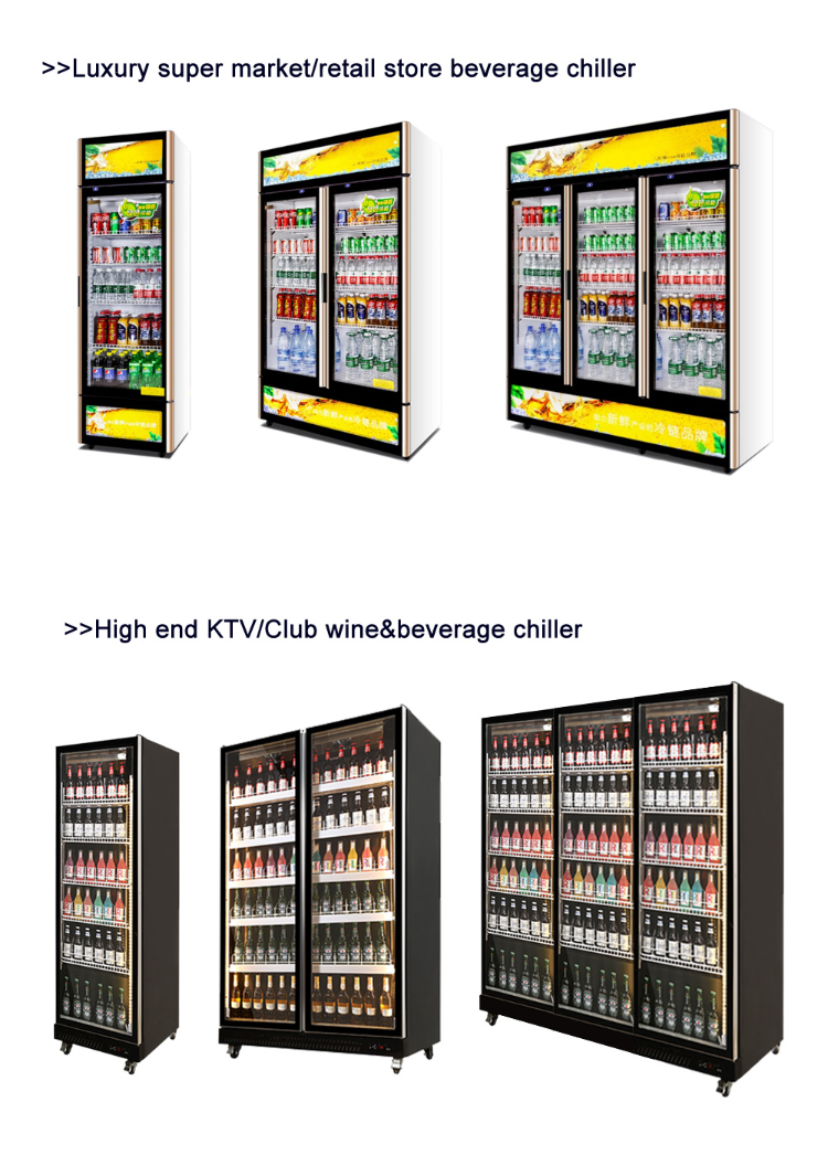 Insulating Glass Door Auto Defrost Beverage Display Showcase Wine ...