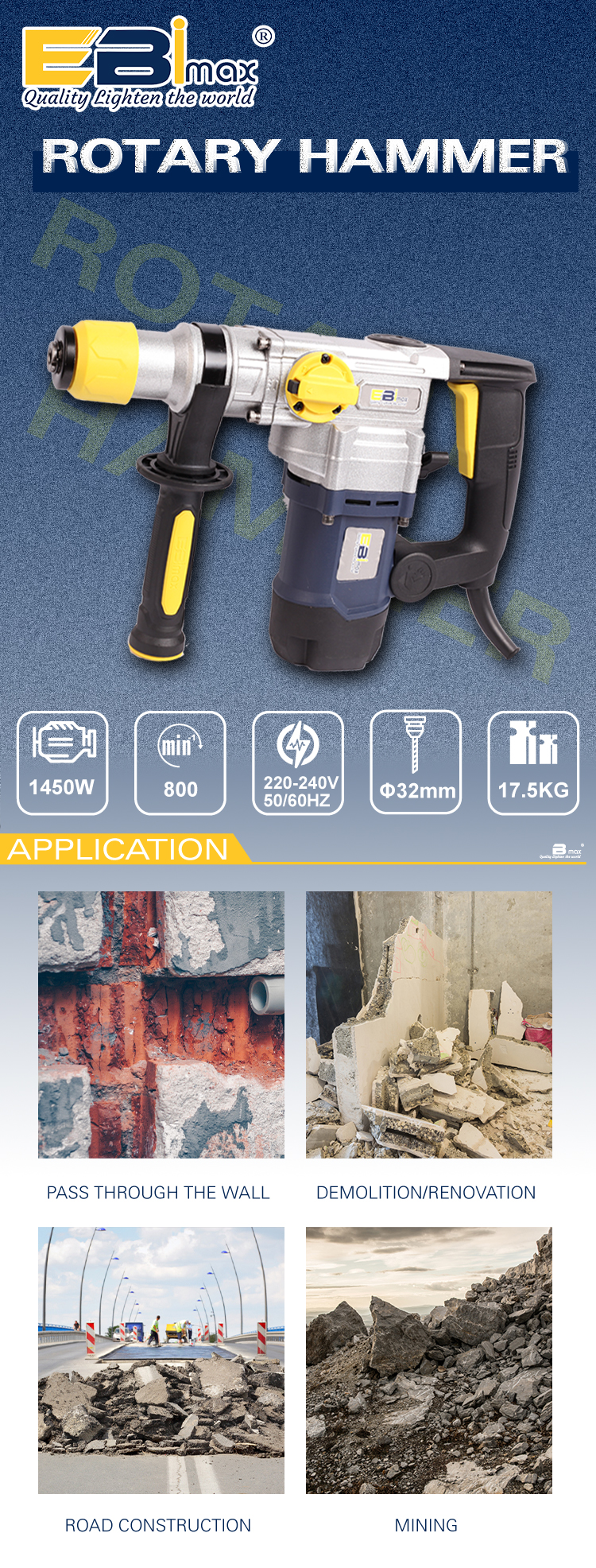 Bulk Buy China Wholesale Ebimax Portable Power Tools Rotary Hammer ...
