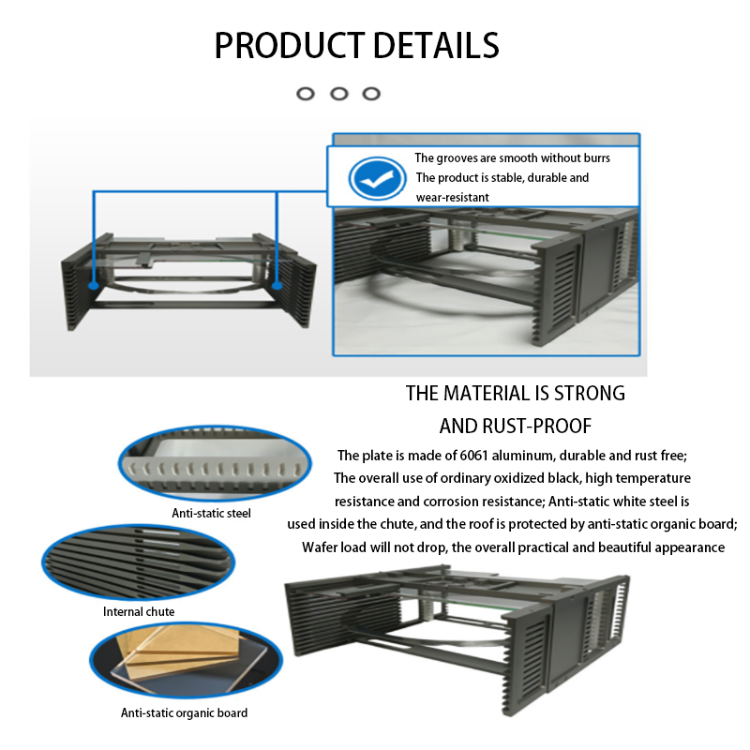 Wafer Carrying Frame Box 12 "13 Aluminum Alloy Slot Hard Oxidation Anti ...