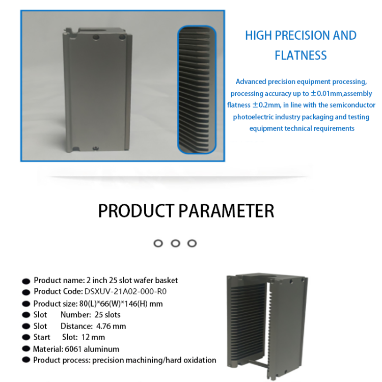 Wafer Frame Box 2 '' 25 Slot Wafer Cassette Precision Processing Anti ...