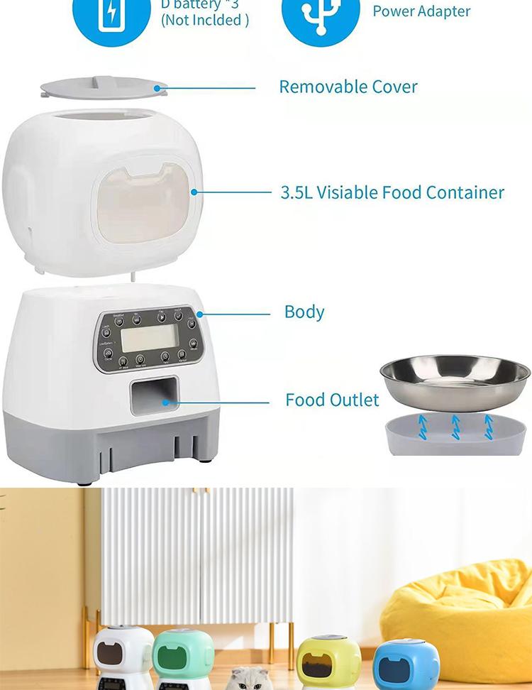 Dual Power Automatic Pet Feeder Intelligent Pet Automatic Feeder ...