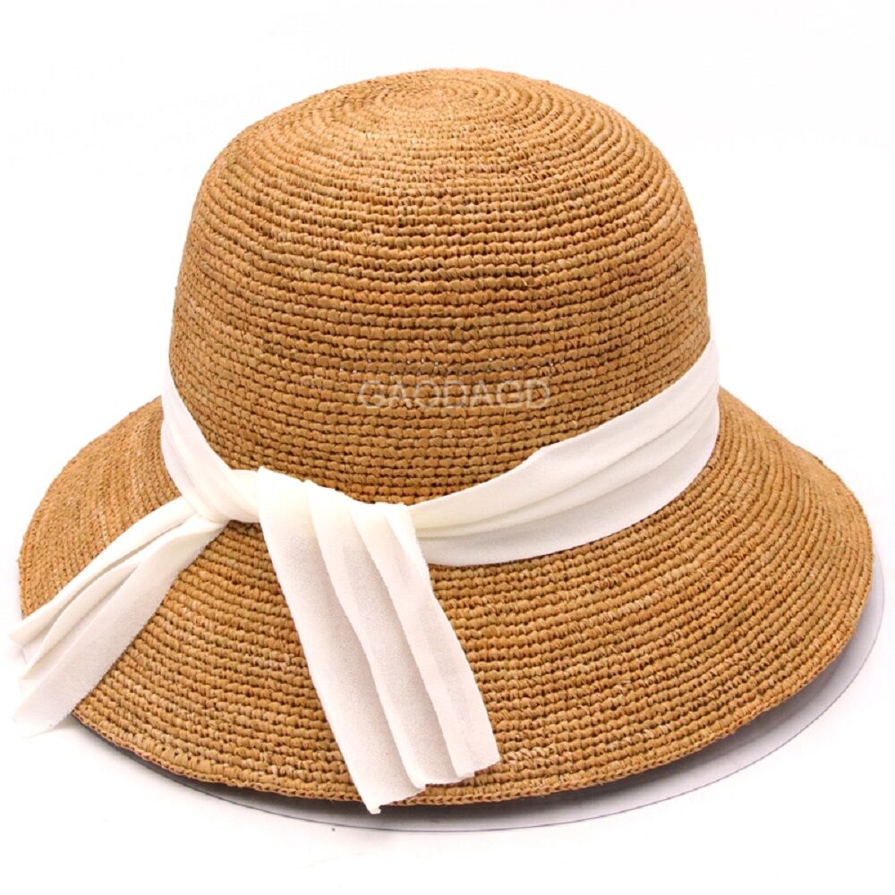 Cute Playful Raffia Braid Dome Short Brim Contrasting Color Parent ...