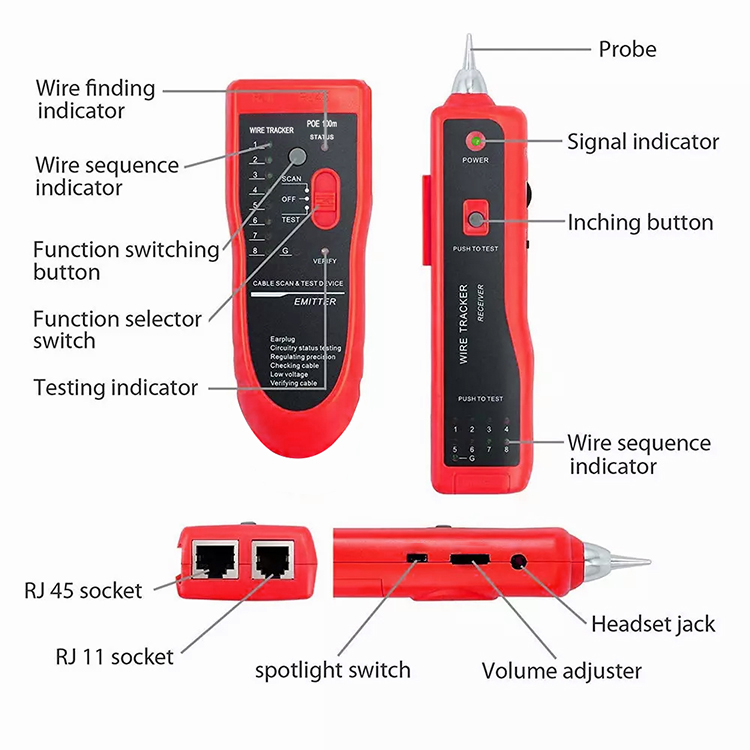 Ethernet Network Cable Tester Kit Rj11 Rj45 Cat5/5e Cat6 Lan Wire ...