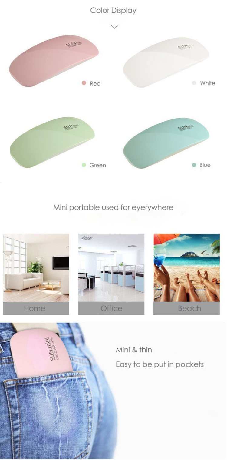 Rts Sun Mini 6w Mini Uv Led Nail Lamp Easy To Put In Pockets Led Lamp For Nails Nail Dryer Uv ...