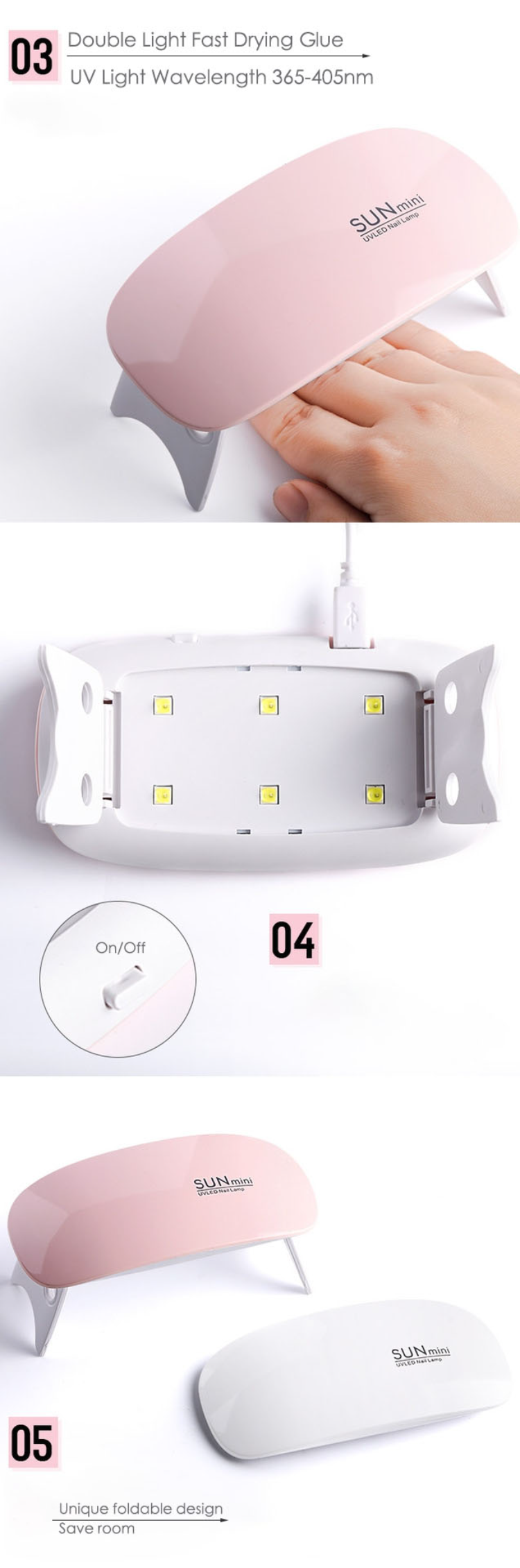 Rts Sun Mini 6w Mini Uv Led Nail Lamp Easy To Put In Pockets Led Lamp ...