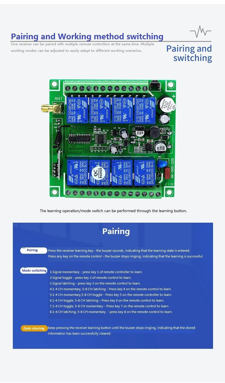 8 Channel Dc12-36v Remote Control Switch Remote Controller Suit ...