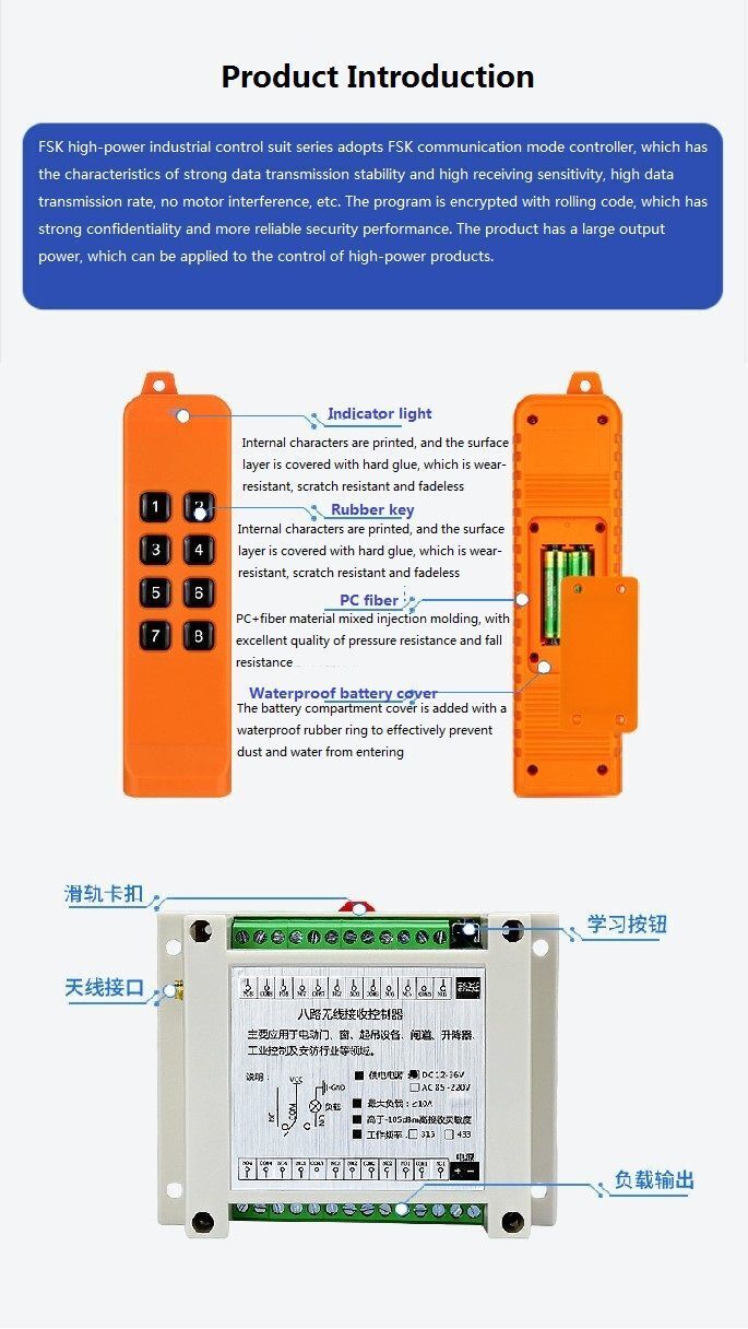 8 Channel Dc12-36v Remote Control Switch Remote Controller Suit ...