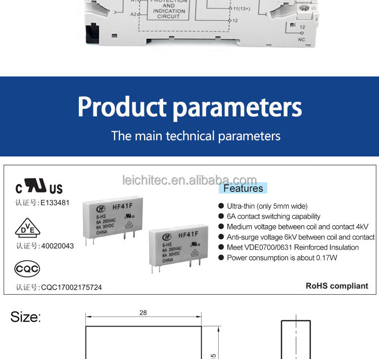 Electromagnetic Utra-thin Slim Relays With Led 6a 12v 5v 24v Relay ...
