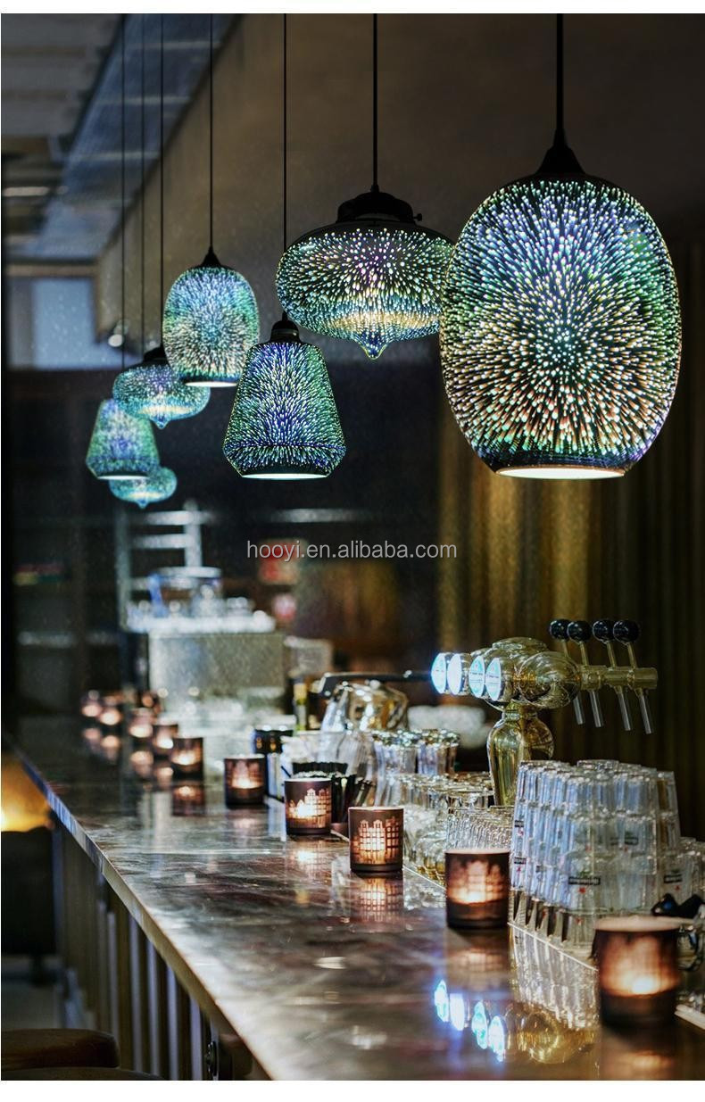 Direct Selling Creative Colorful 3d Glass Pendant Light Retro Metal ...