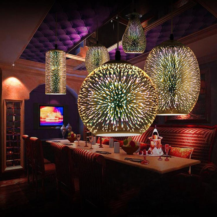 Direct Selling Creative Colorful 3d Glass Pendant Light Retro Metal ...