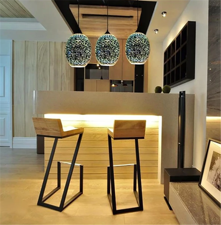 Direct Selling Creative Colorful 3d Glass Pendant Light Retro Metal ...