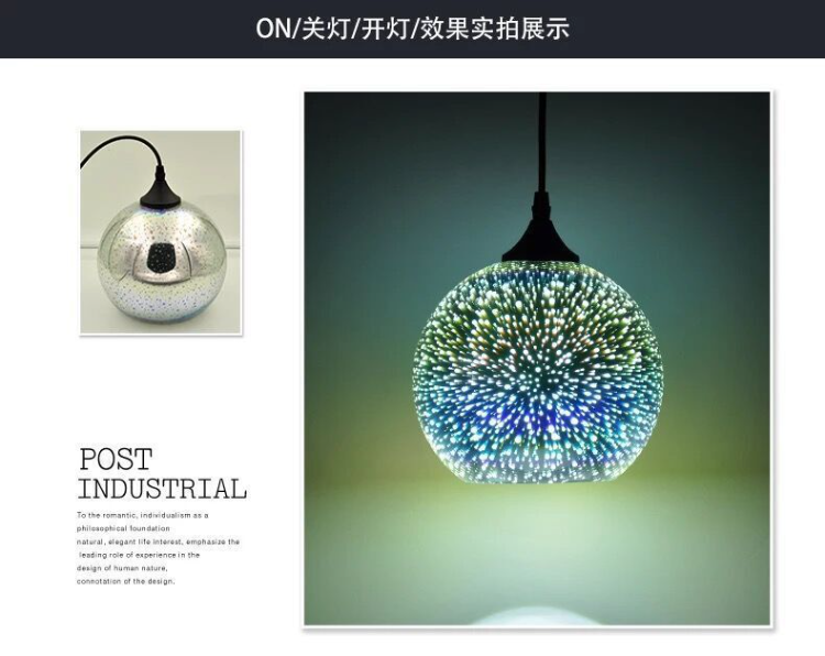 Direct Selling Creative Colorful 3d Glass Pendant Light Retro Metal ...