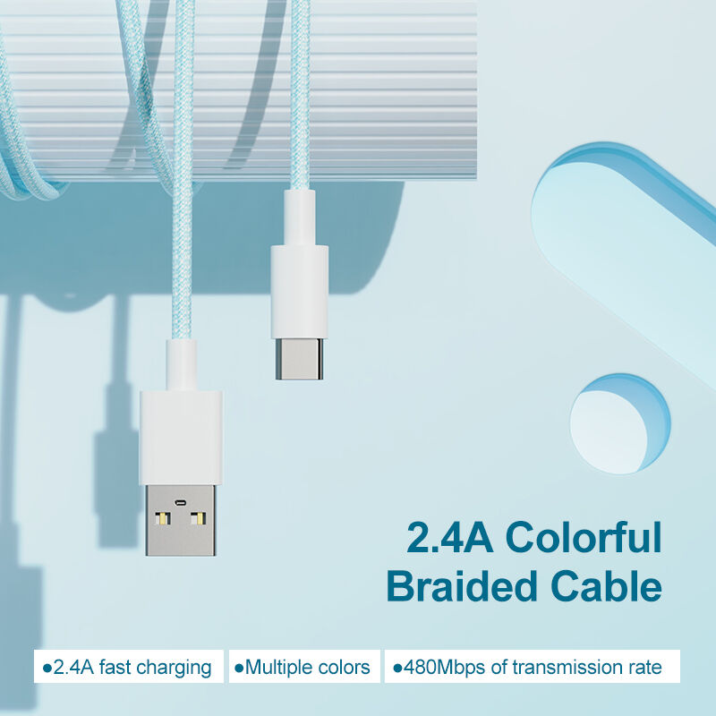 Buy Wholesale China 2.4a Type C Cable Fast Charging Nylon Braided Usb ...