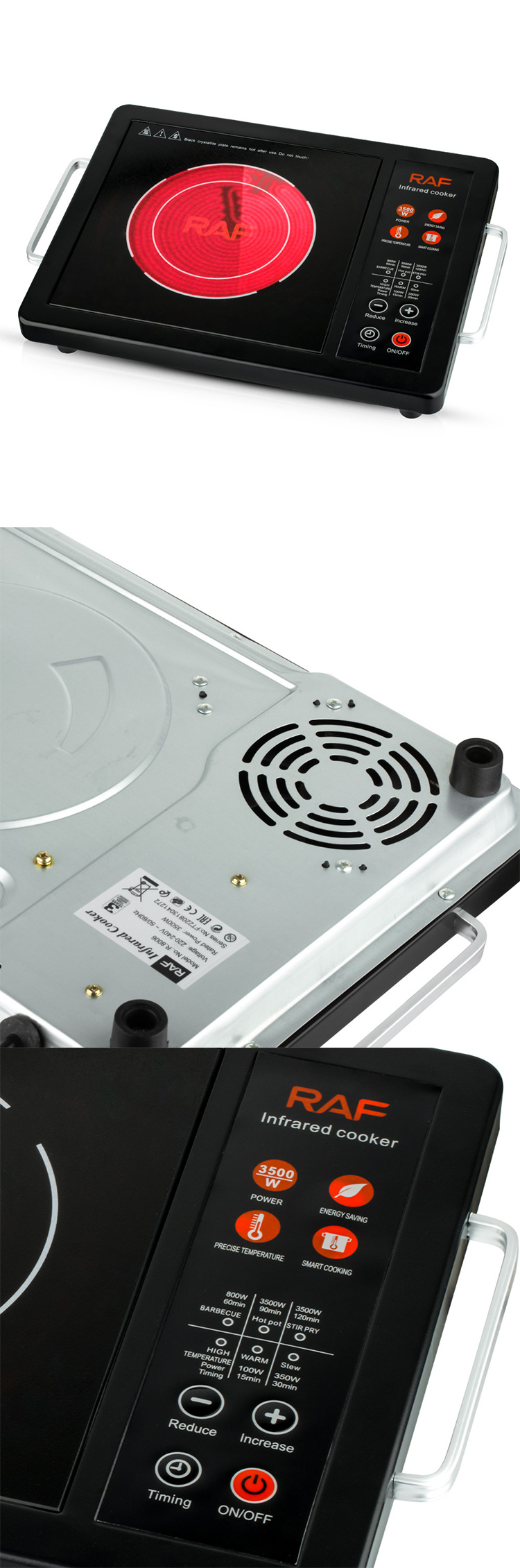 3500w Raf R8006 Smart Infrared Waterproof Single Plate Stove Hotpot ...