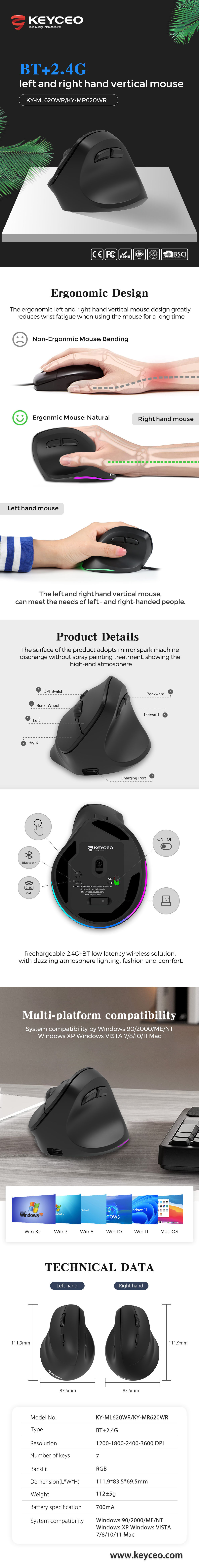 Bulk Buy China Wholesale Left Hand Vertical Mouse Ergonomic Design ...