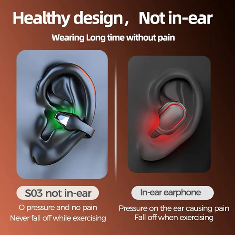 Wireless Ear Clip Bone Conduction Headphones Ear Clip Headphones Type-c ...