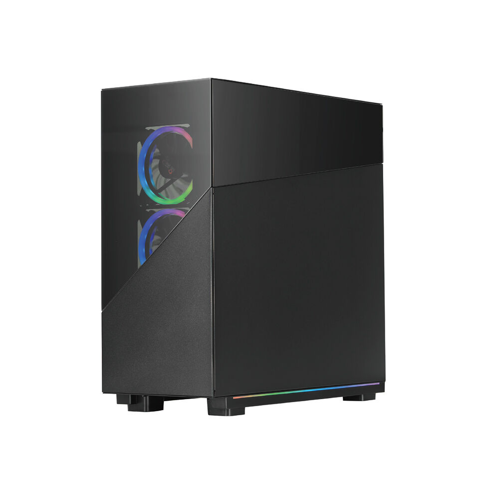 Black E-atx Computer Case Tempered Glass Steel Panel Combination Gaming ...