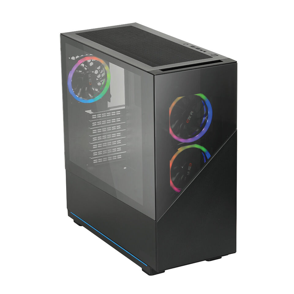 Black E-atx Computer Case Tempered Glass Steel Panel Combination Gaming ...