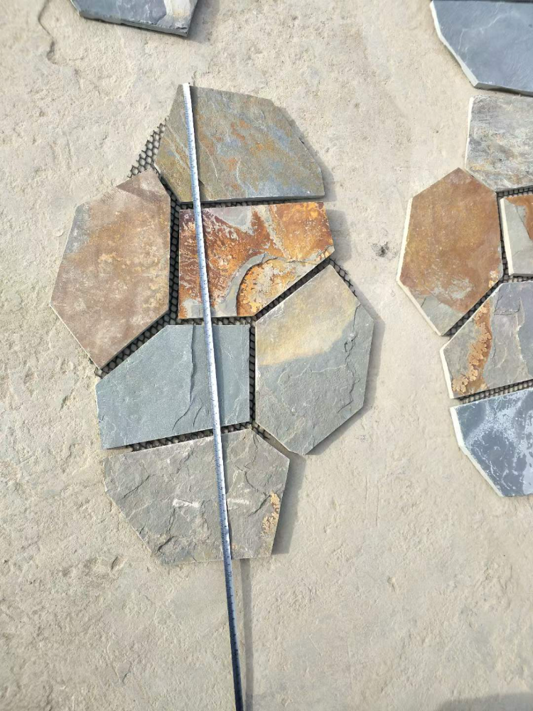 Irregular Outdoor Floor Interlocking Natural Rusty Slate Effect Stone ...