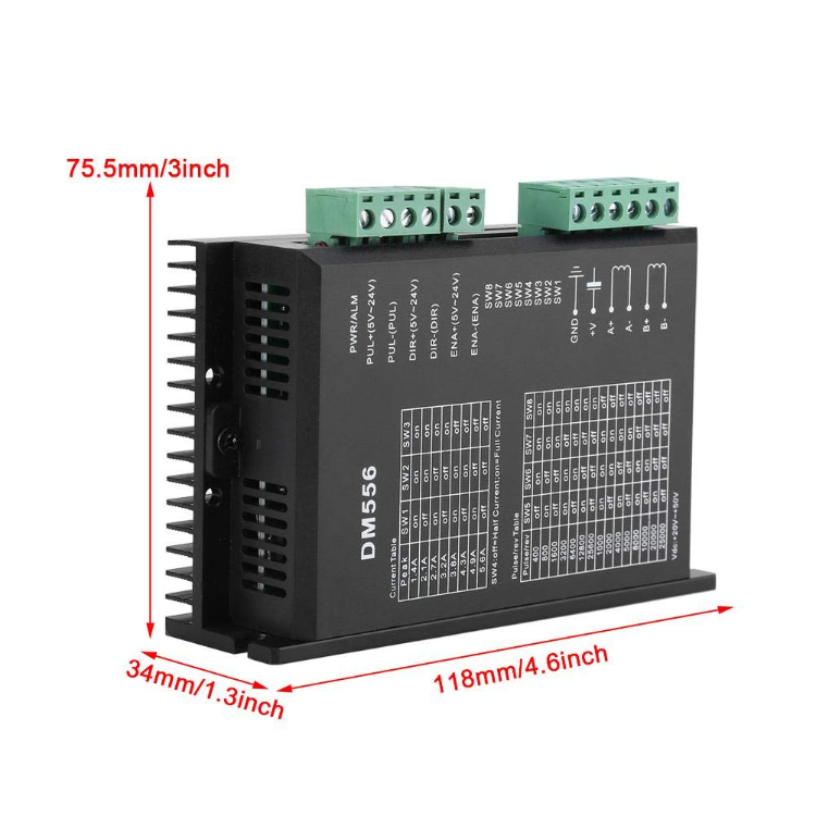 Twotrees Dm556 1.8-5.6a 20-50vdc 2phase Low-speed Smoothly Microstep For Cnc Digital Stepper ...